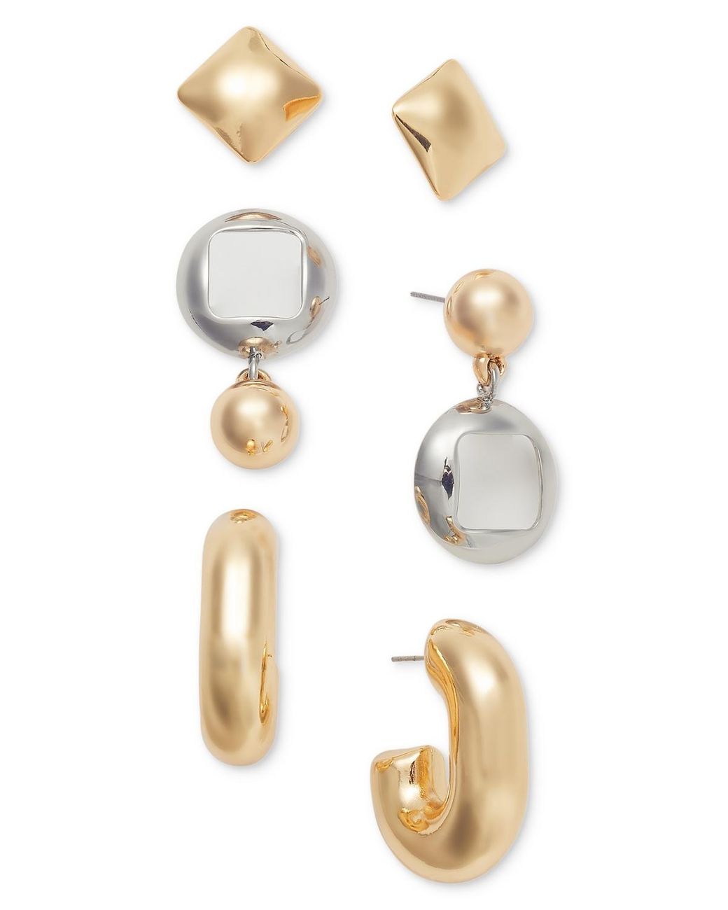 INC International Concepts Two-tone 3-pc. Set Sculptural Earrings in ...