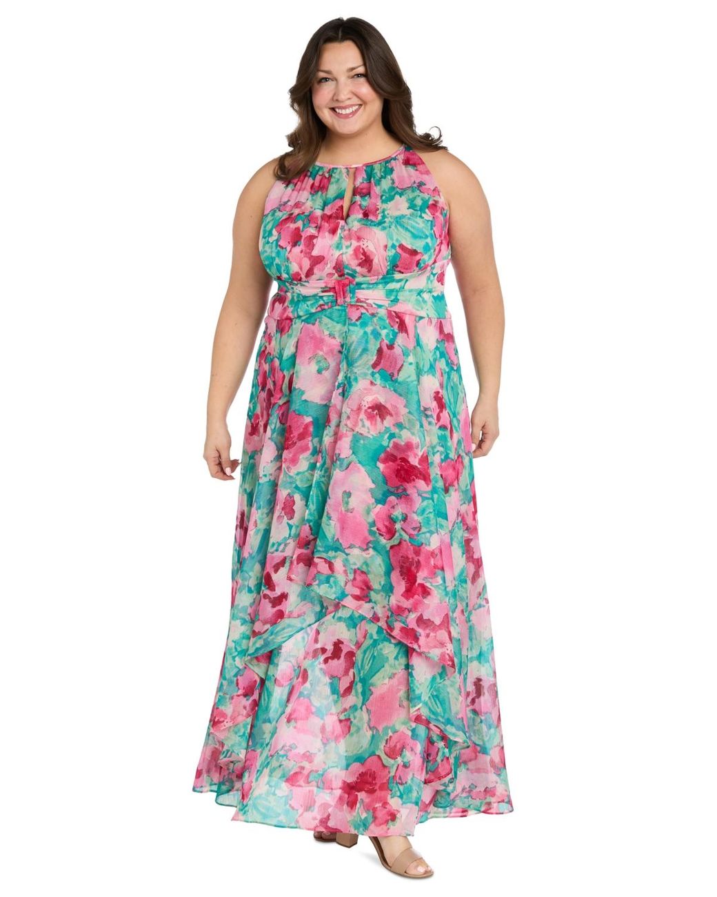 R & M Richards Plus Size Printed Overlay-skirt Maxi Dress in Blue | Lyst