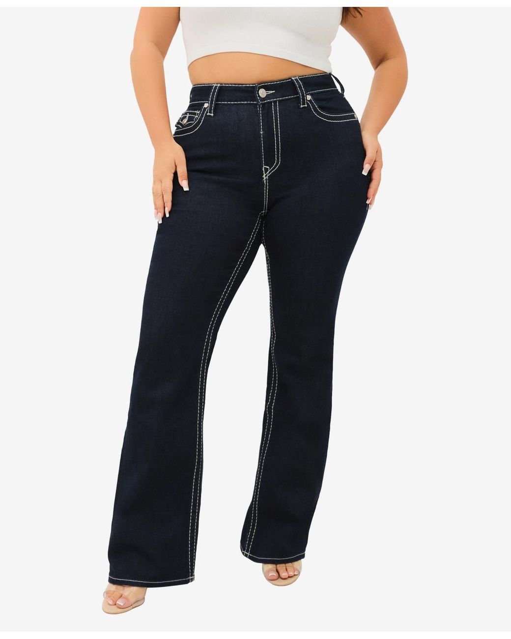 TRUE RELIGION Plus Size Becca Bootcut Mid Rise Jeans in Blue | Lyst