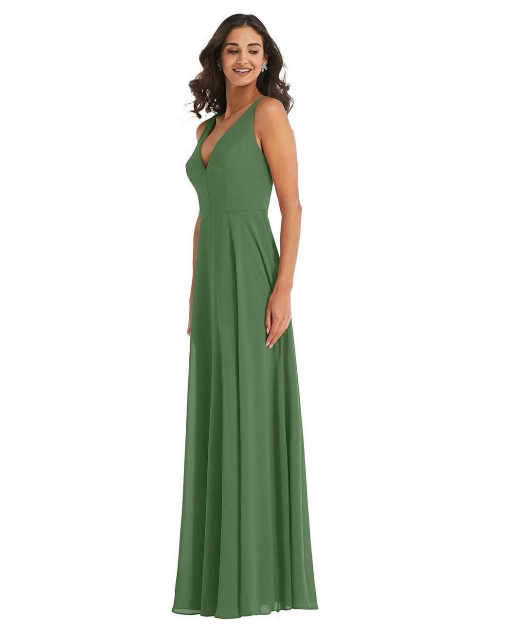 After Six Deep V-neck Chiffon Maxi Dress in Green | Lyst