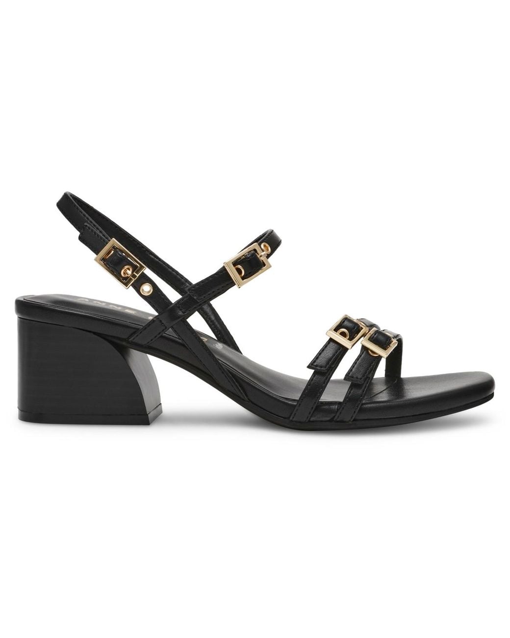 Anne Klein Mackenzie Strappy Buckle Block Heel Dress Sandals in Black ...