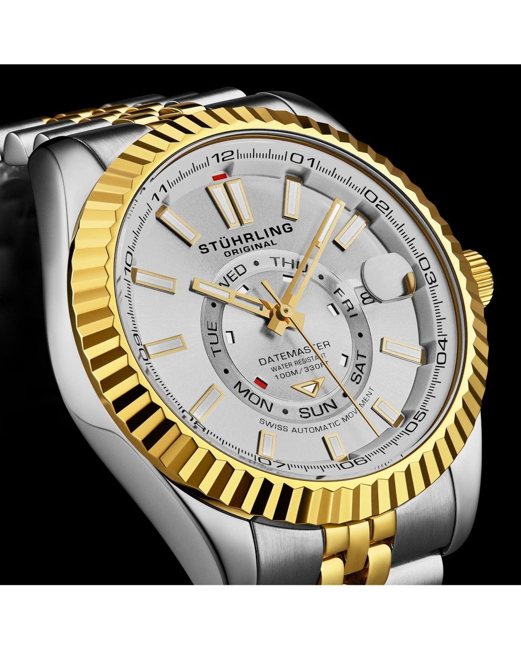 Stuhrling Datemaster Ii Men S Swiss Automatic 42mm Two-tone Stainless ...