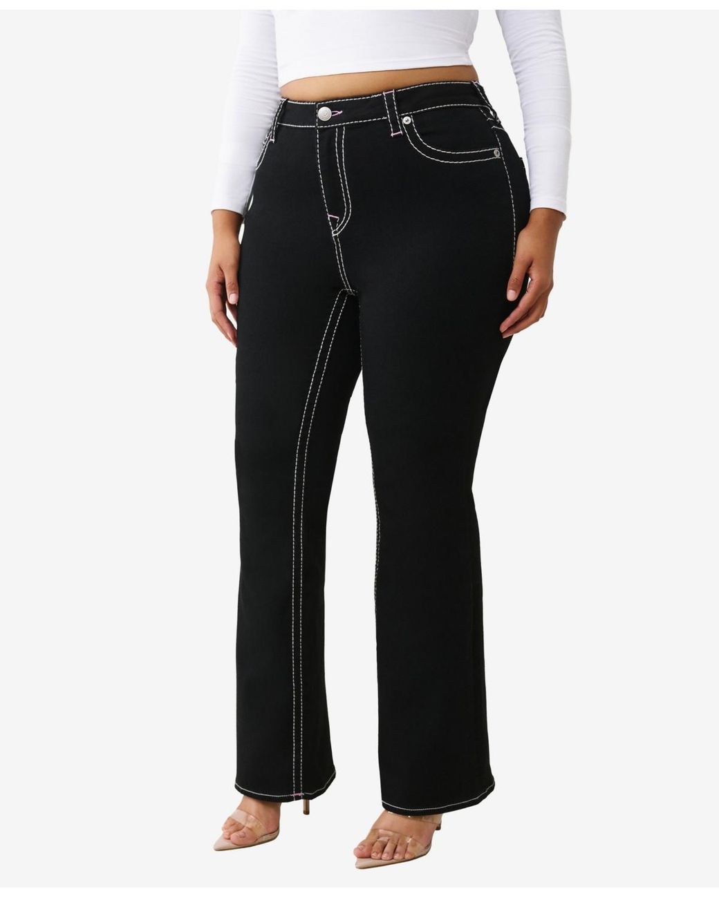 TRUE RELIGION Plus Size Becca Bootcut Big T Jeans in Black | Lyst