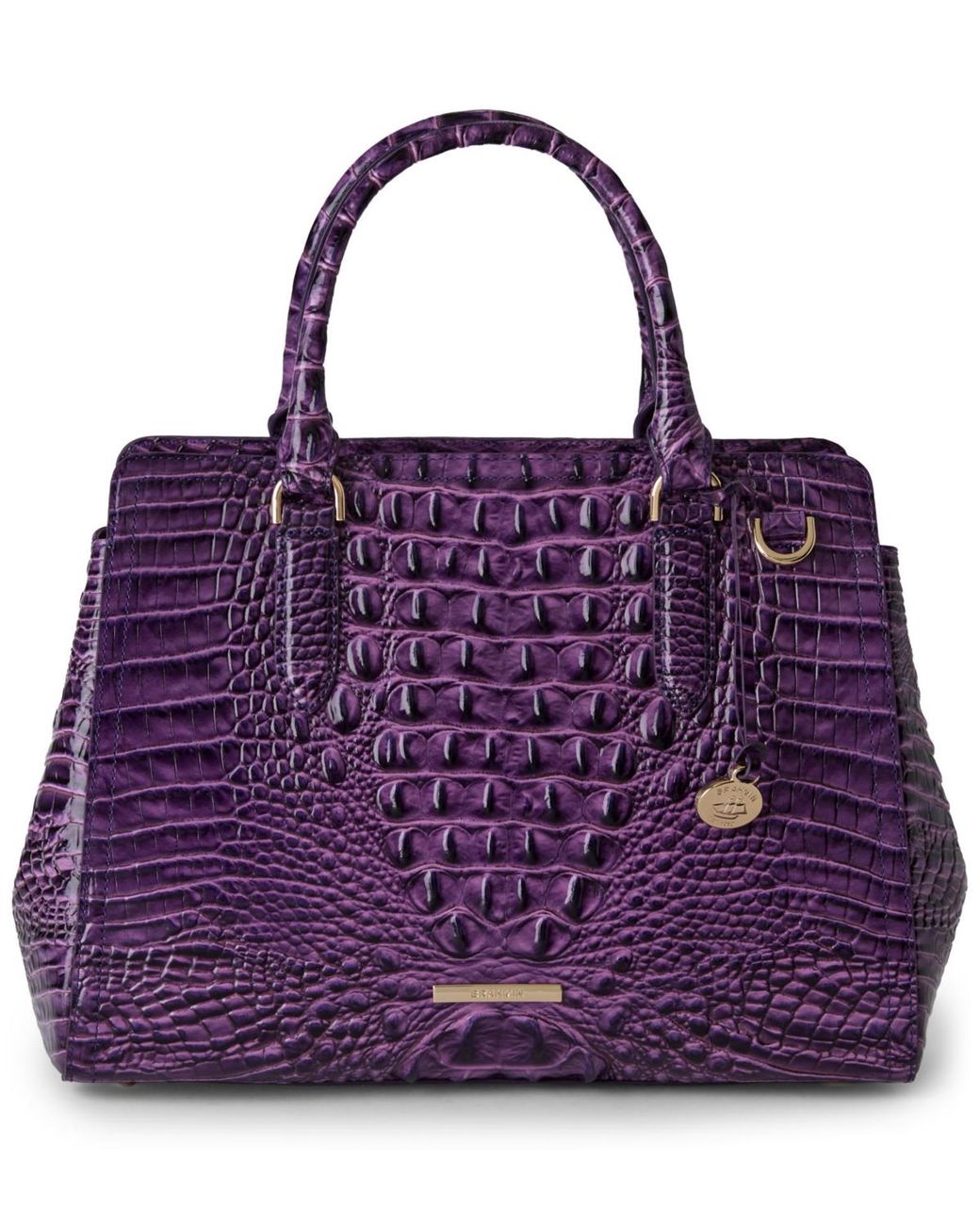 Brahmin Finley Leather Large Satchel Bag in Purple | Lyst