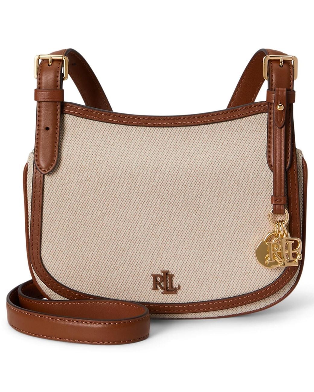 Ralph Lauren Canvas Medium Marcy Crossbody Bag in Brown | Lyst
