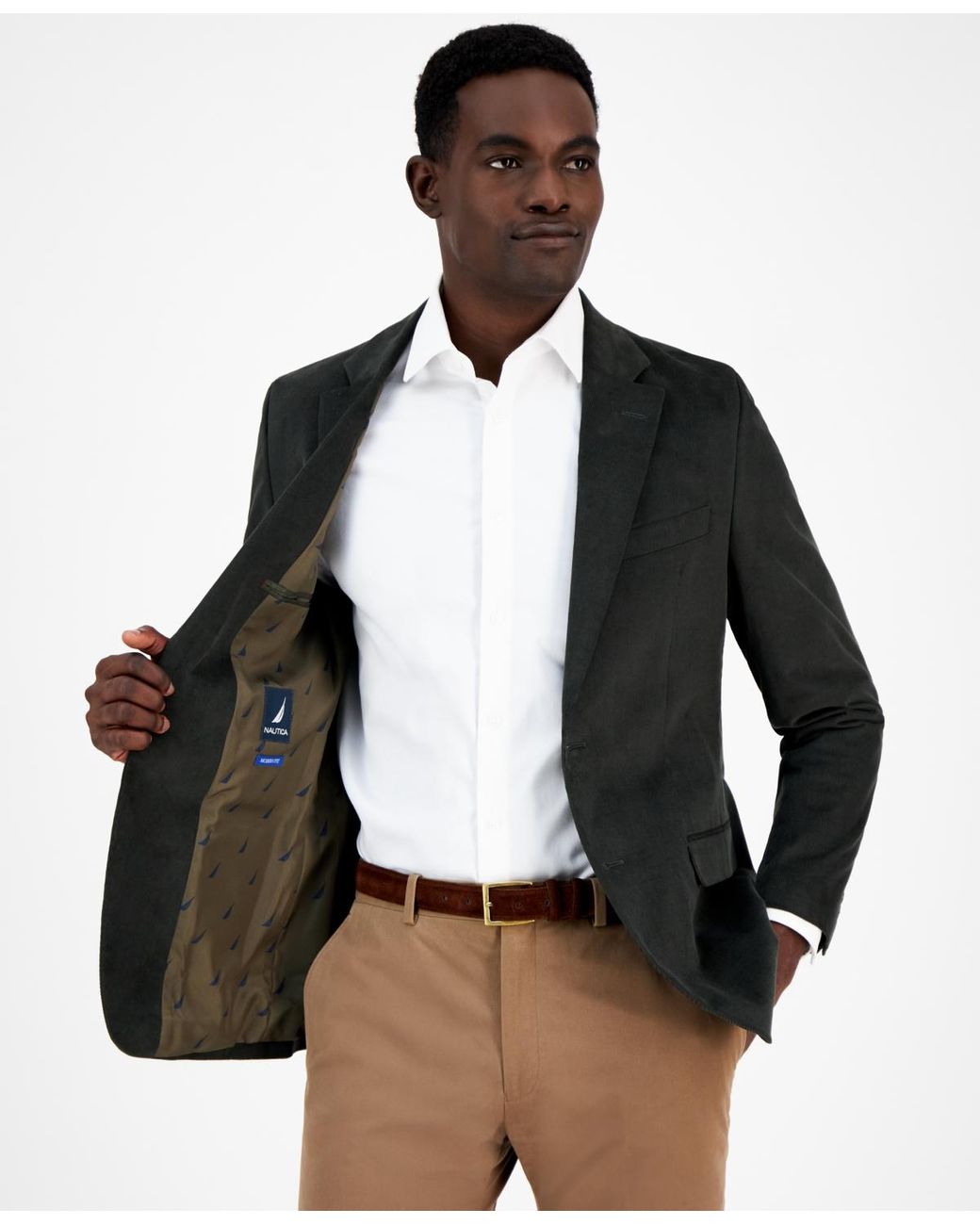 Nautica Modern-fit Solid Stretch Corduroy Elbow Patch Sport Coat in ...