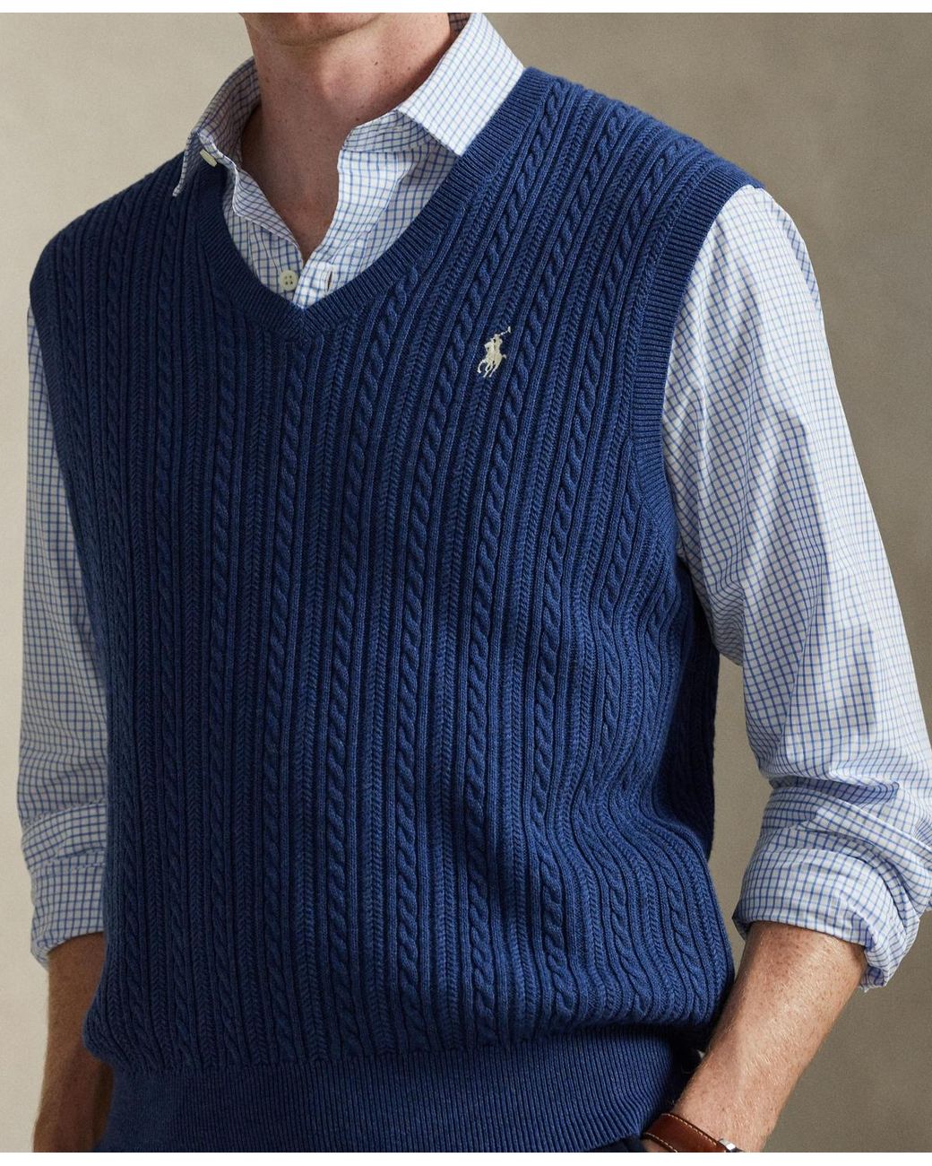 Polo Ralph Lauren Cable-knit Sweater Vest in Blue for Men | Lyst