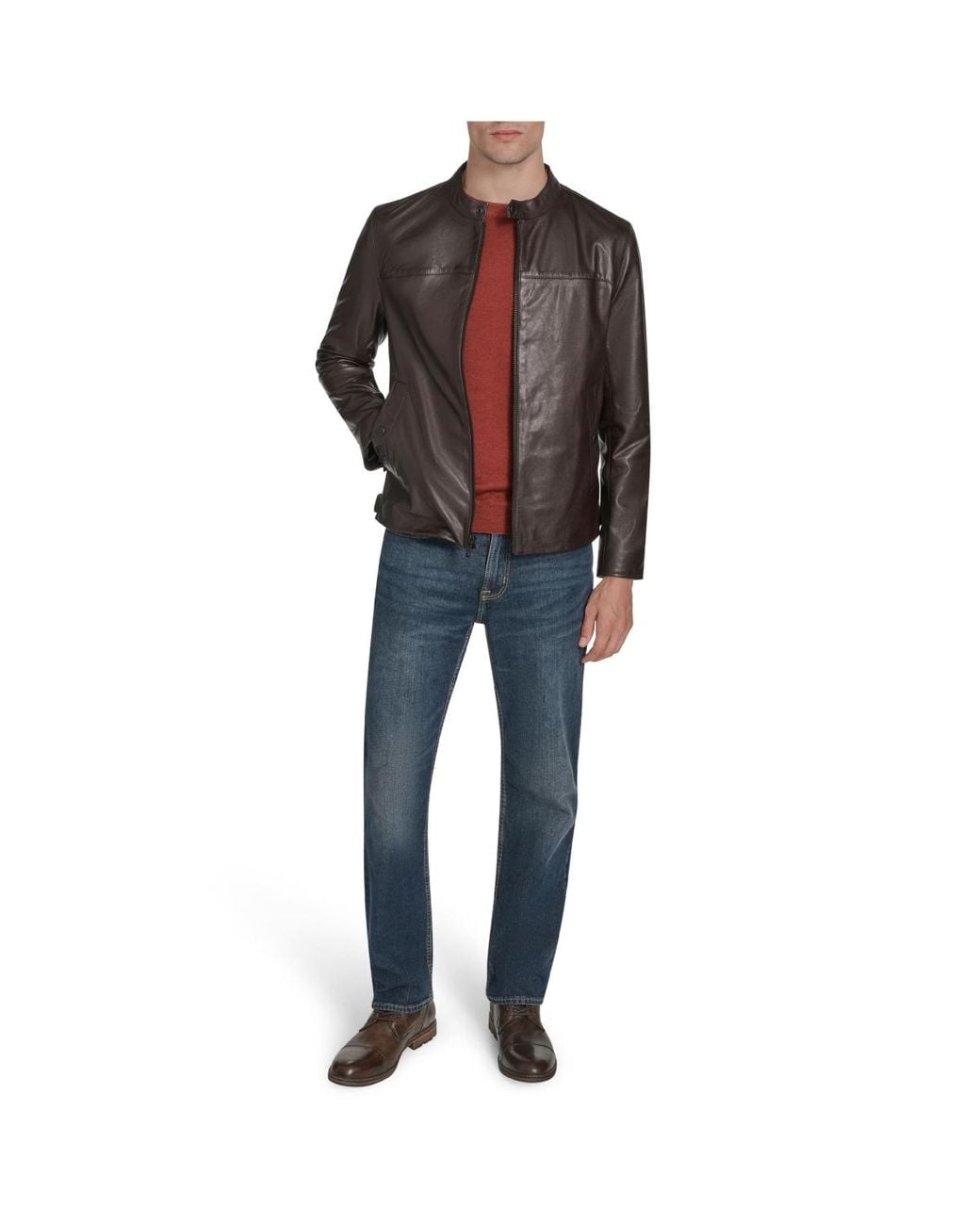 Andrew Marc Black Label Macalister Leather Jacket in Gray for Men | Lyst