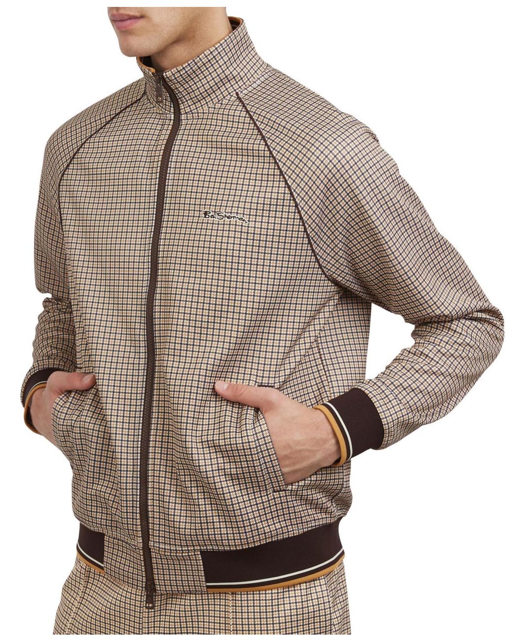 Ben Sherman Regular-fit Houndstooth Check Full-zip Track Jacket in ...