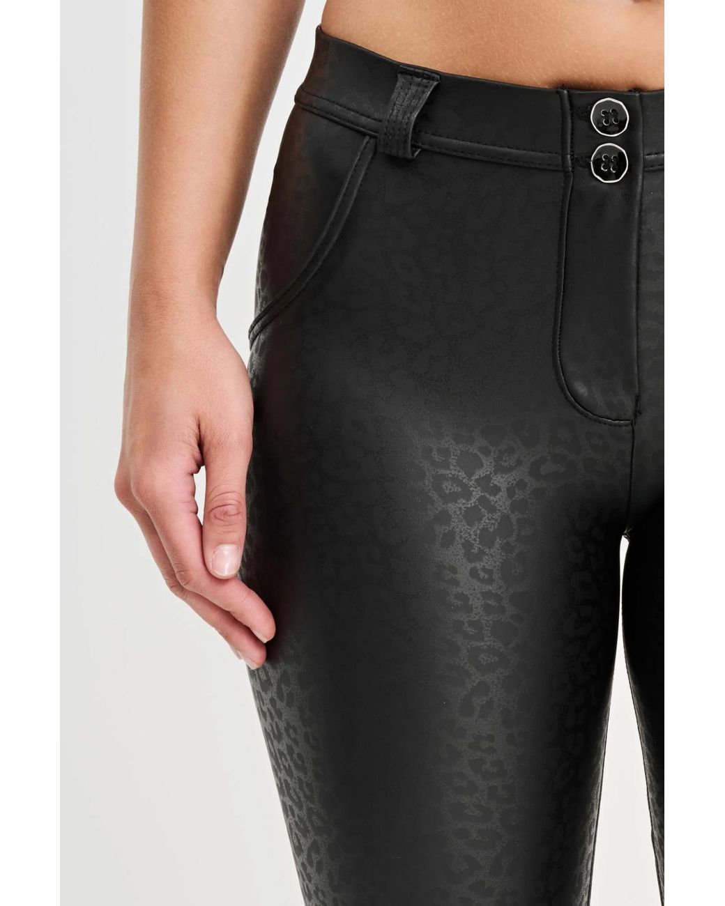 Freddy Panther Faux Leather Mid-rise Sculpting Pants in Black | Lyst