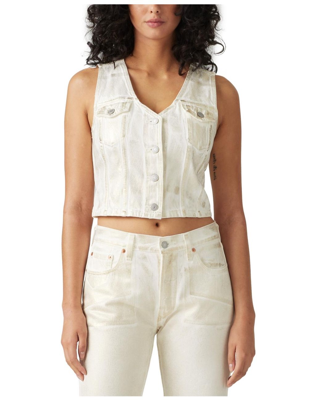 Levi's Premium Bella Cotton Denim Corset Vest in White | Lyst
