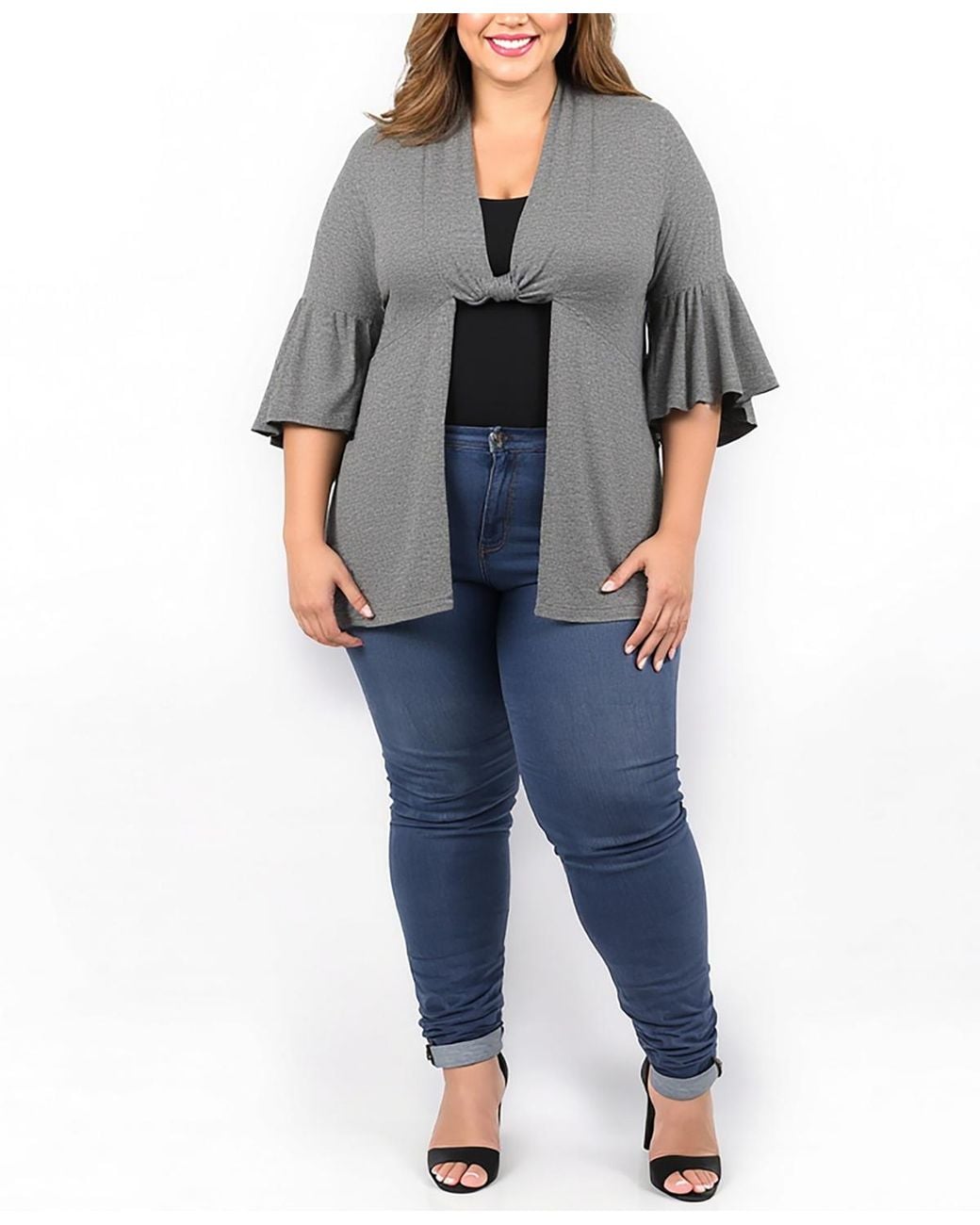 Take A Look About Plus Size Tie Front Cardigan