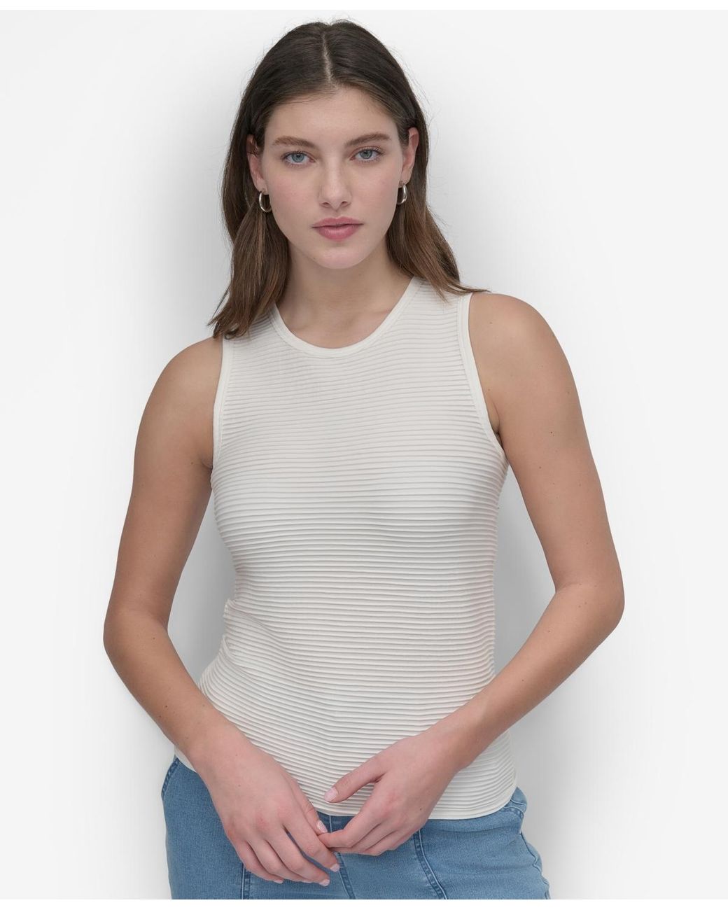 DKNY Cutaway Seamless Tank in Gray | Lyst