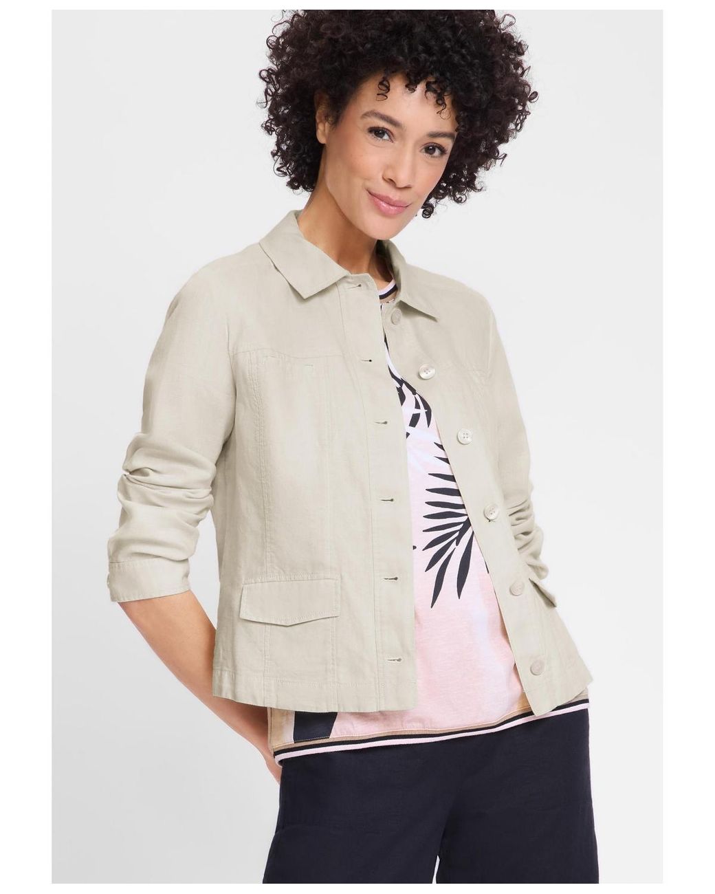Olsen Linen Blend Jacket in Natural | Lyst