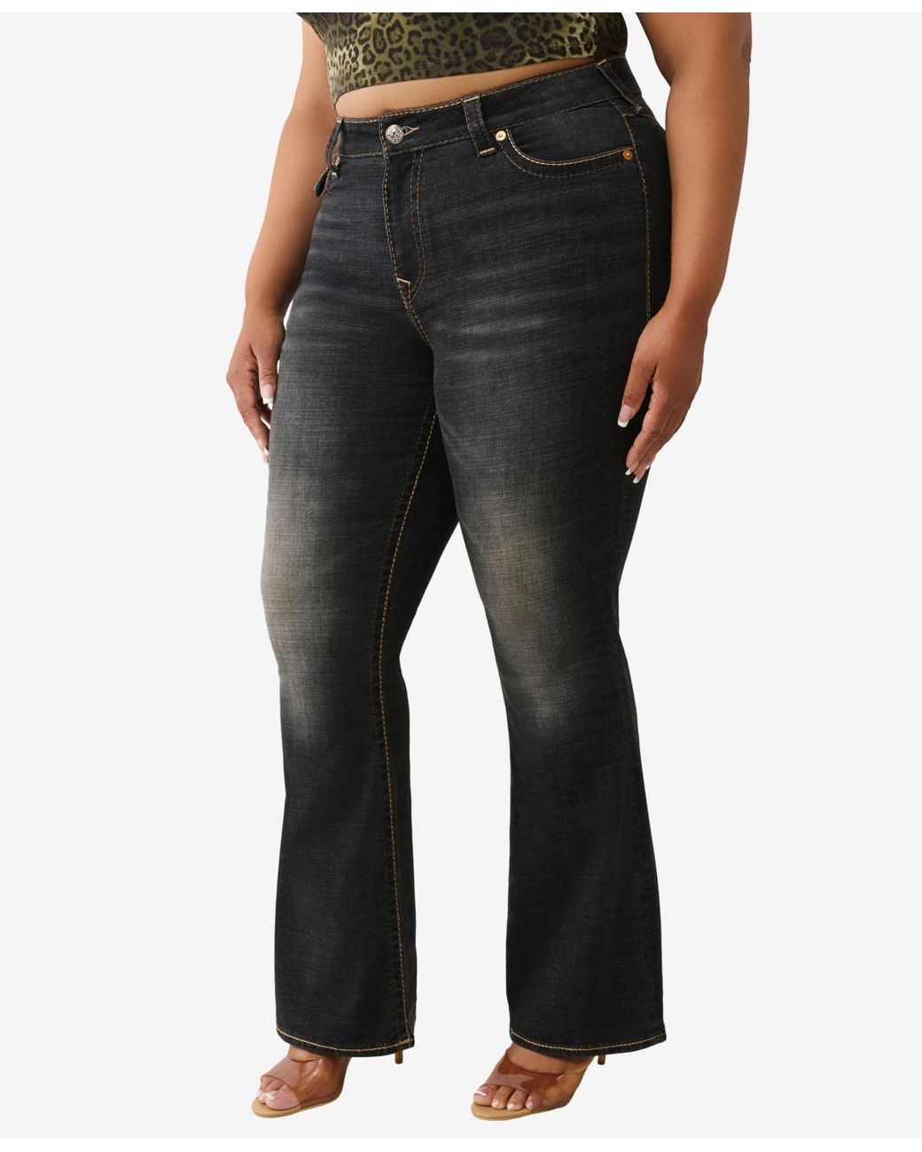 TRUE RELIGION Plus Size Becca Bootcut Big T Jean in Black | Lyst