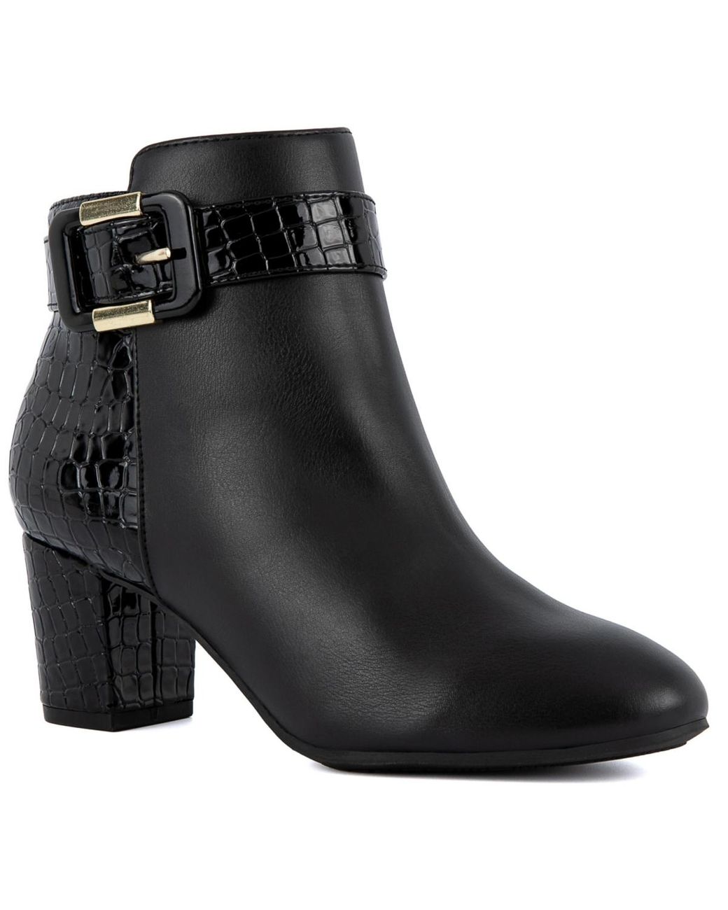Jones New York Ivyy Buckle Block Heel Booties in Black | Lyst