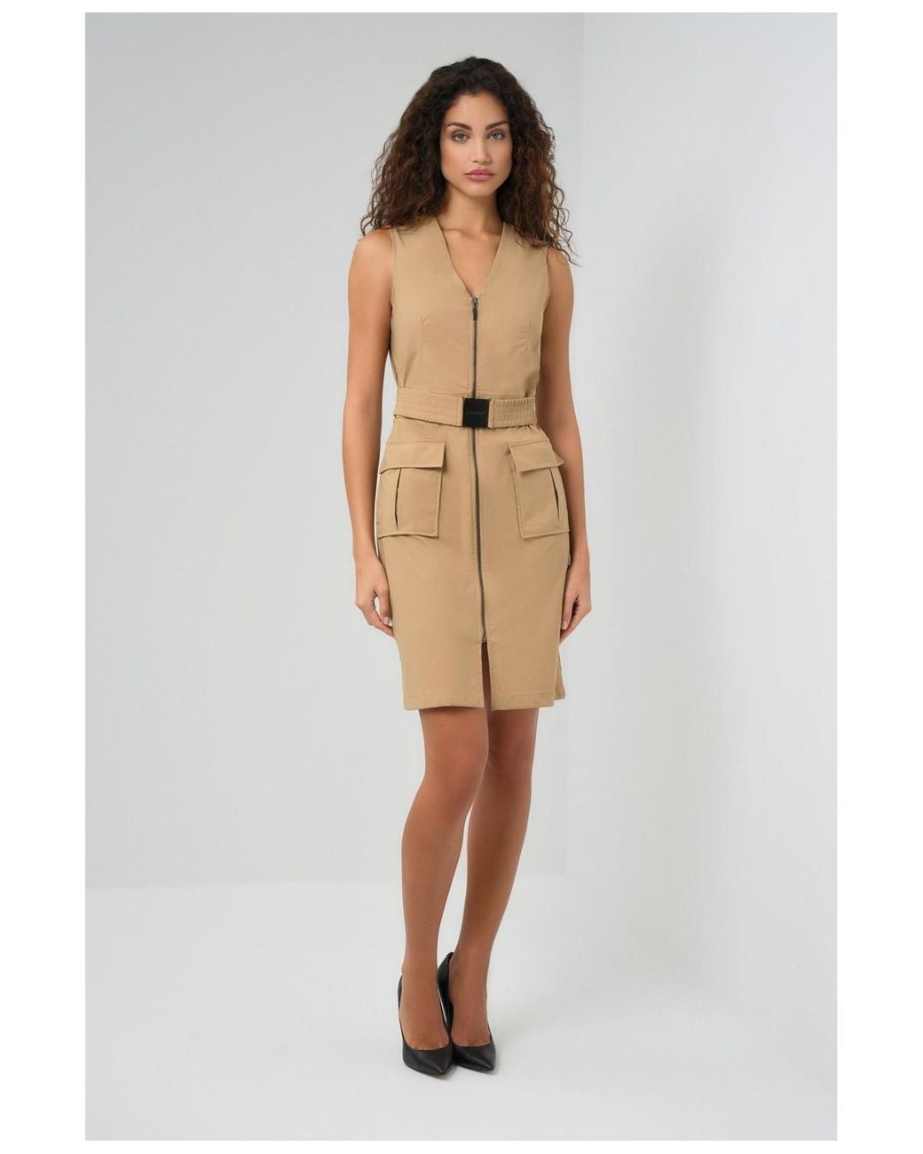 Anatomie Kourt Sleeveless Belted Zip Utility Dress in White | Lyst