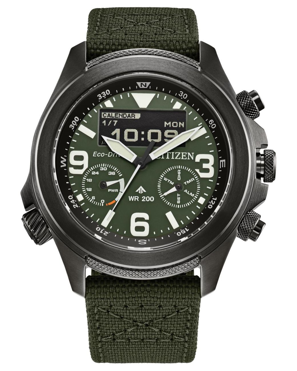 Citizen Eco-drive Chronograph Promaster Green Cordura Strap Watch 44mm ...