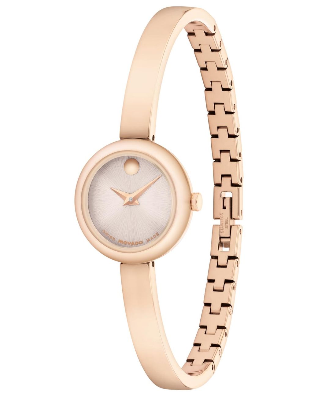 Movado Museum Bangle Round Swiss Quartz Mid Rose Watch in White | Lyst