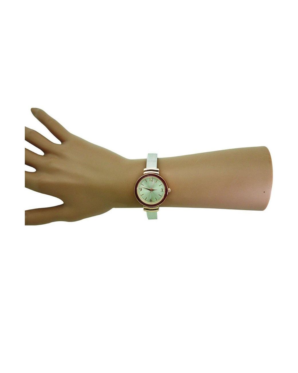 Olivia Pratt Rose Gold Every Day Textured Metal Bangle Watch in Green ...