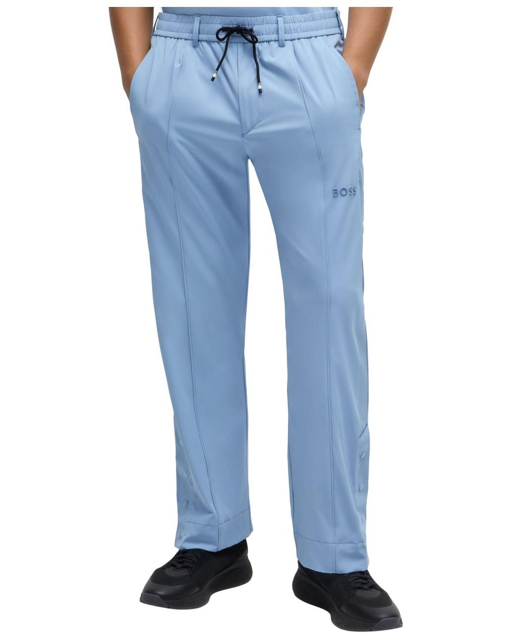 BOSS Boss By Double-monogram Relaxed-fit Trousers in Blue for Men | Lyst