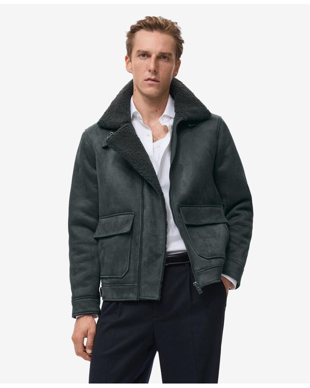 Mango Double Face Fleece Effect Jacket in Gray for Men | Lyst