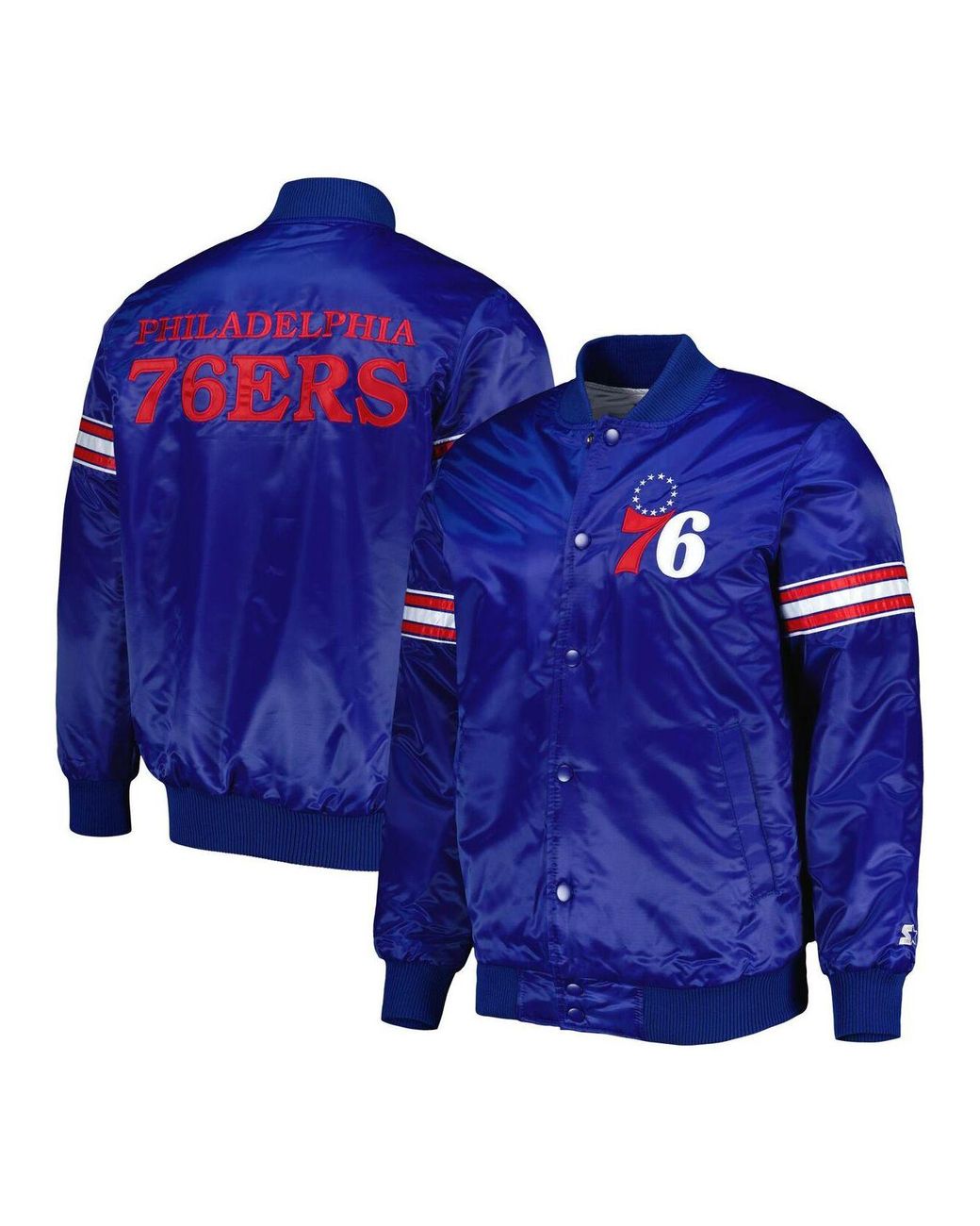 Starter Royal Philadelphia 76ers Pick And Roll Satin Full-snap Varsity ... Starter Royal Philadelphia 76ers Pick And Roll Satin Full-snap Varsity ...