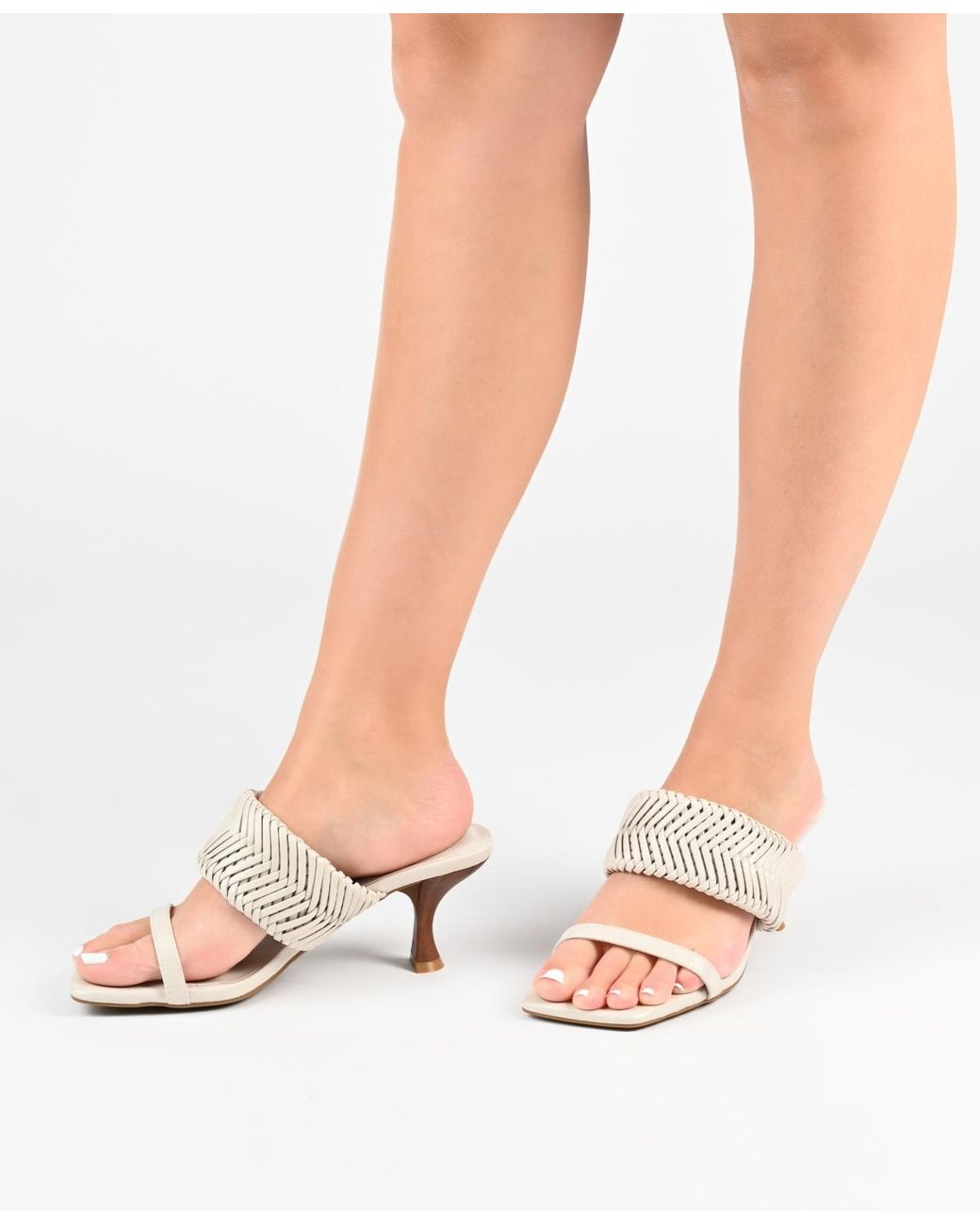 Journee Collection Monyka Woven Double Band Dress Sandals in White | Lyst
