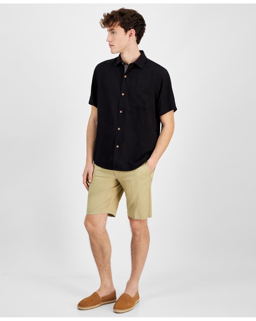 Tommy Bahama Call Me Old Fashioned Short Sleeve Button down Silk Shirt in Black for Men Lyst