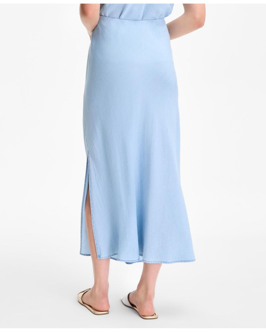 On 34th Chambray Maxi Slip Skirt in Blue | Lyst