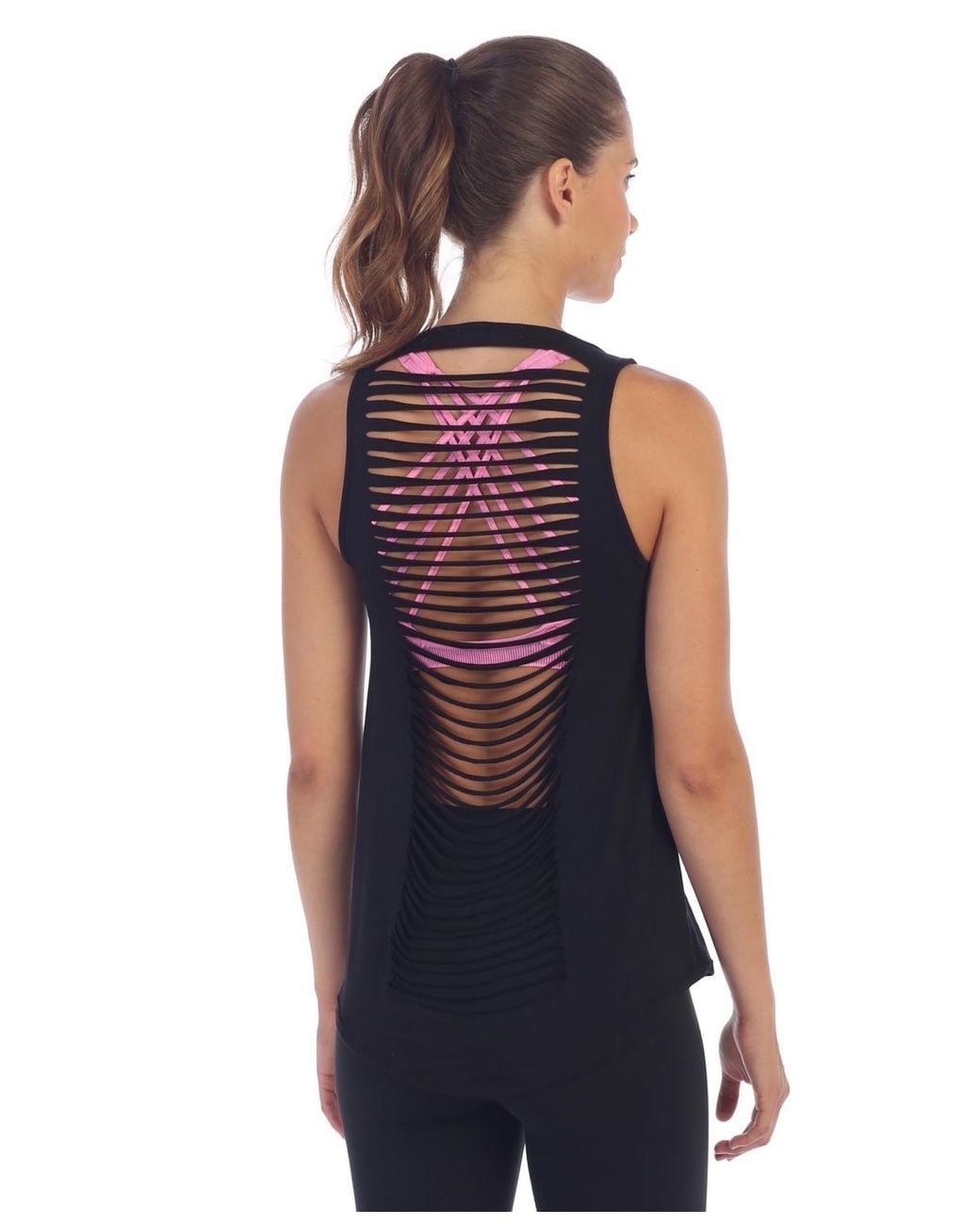 American Fitness Couture Get Shredded Laser Cut Open Back Tank in Blue ...
