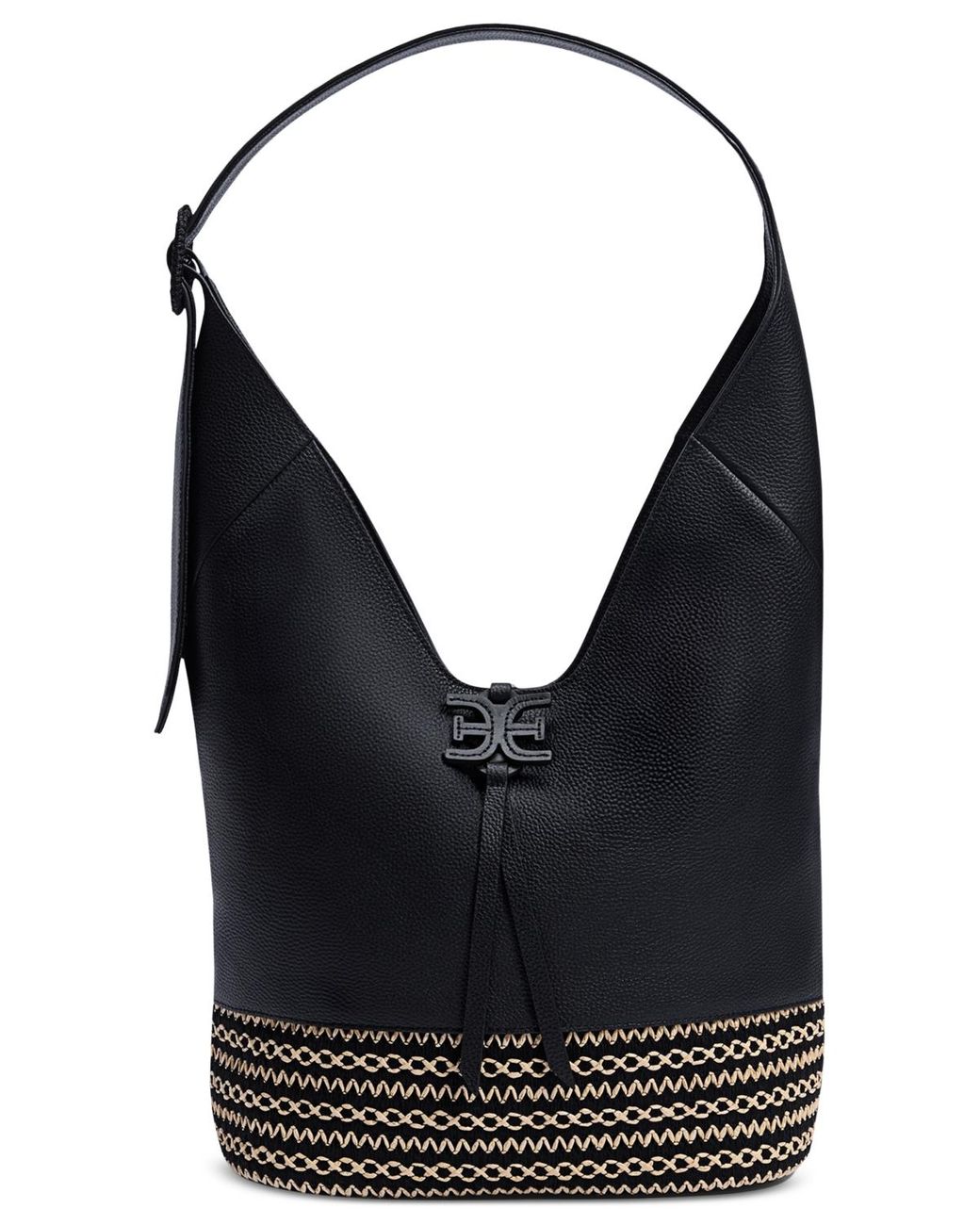 Sam Edelman Khiara Espadrille Large Leather Hobo Bag in Black | Lyst