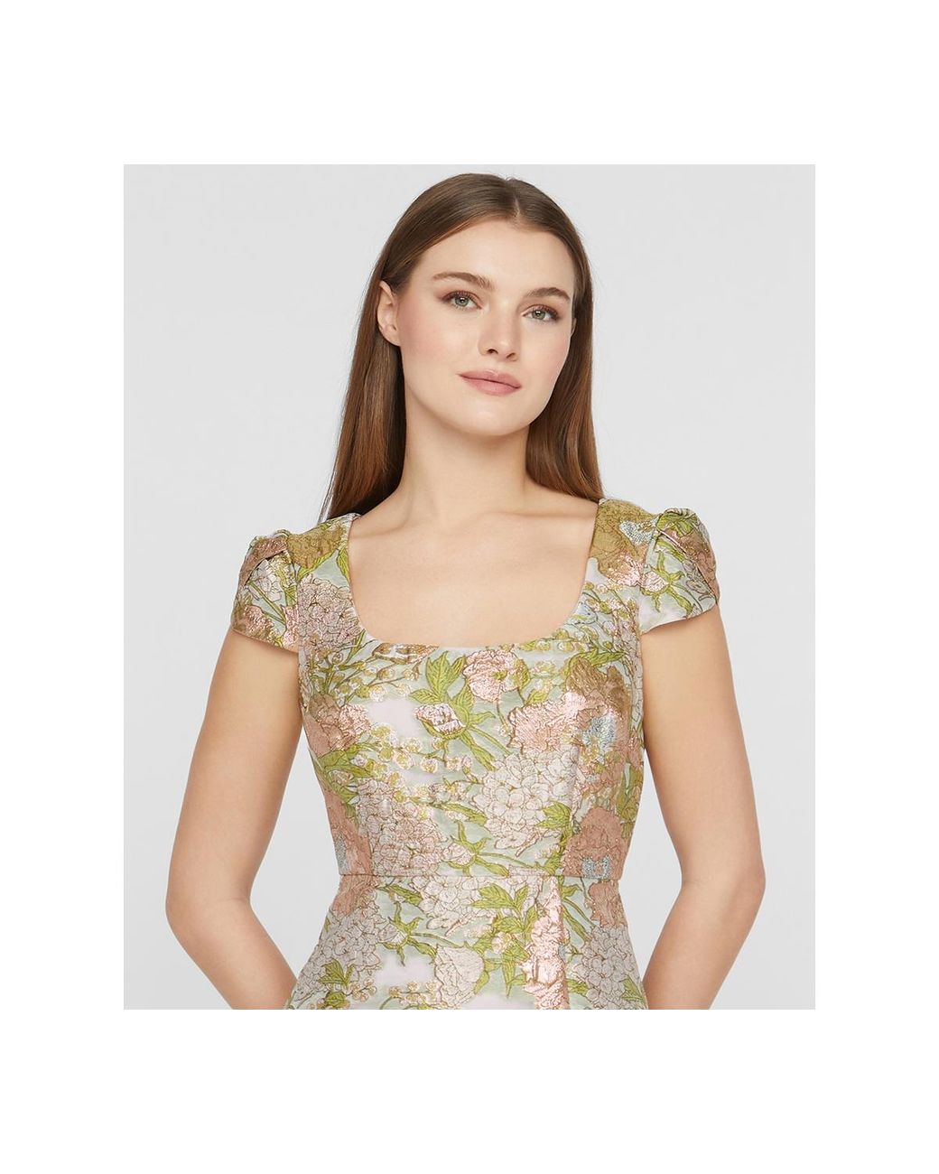JS Collections Ruthanne Tulip-petal-sleeve Ankle Gown in Natural | Lyst