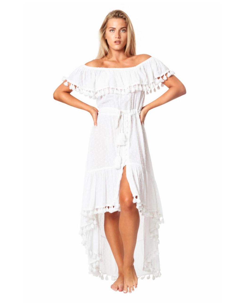La Moda Clothing Off Shoulder High Low Dress in White | Lyst