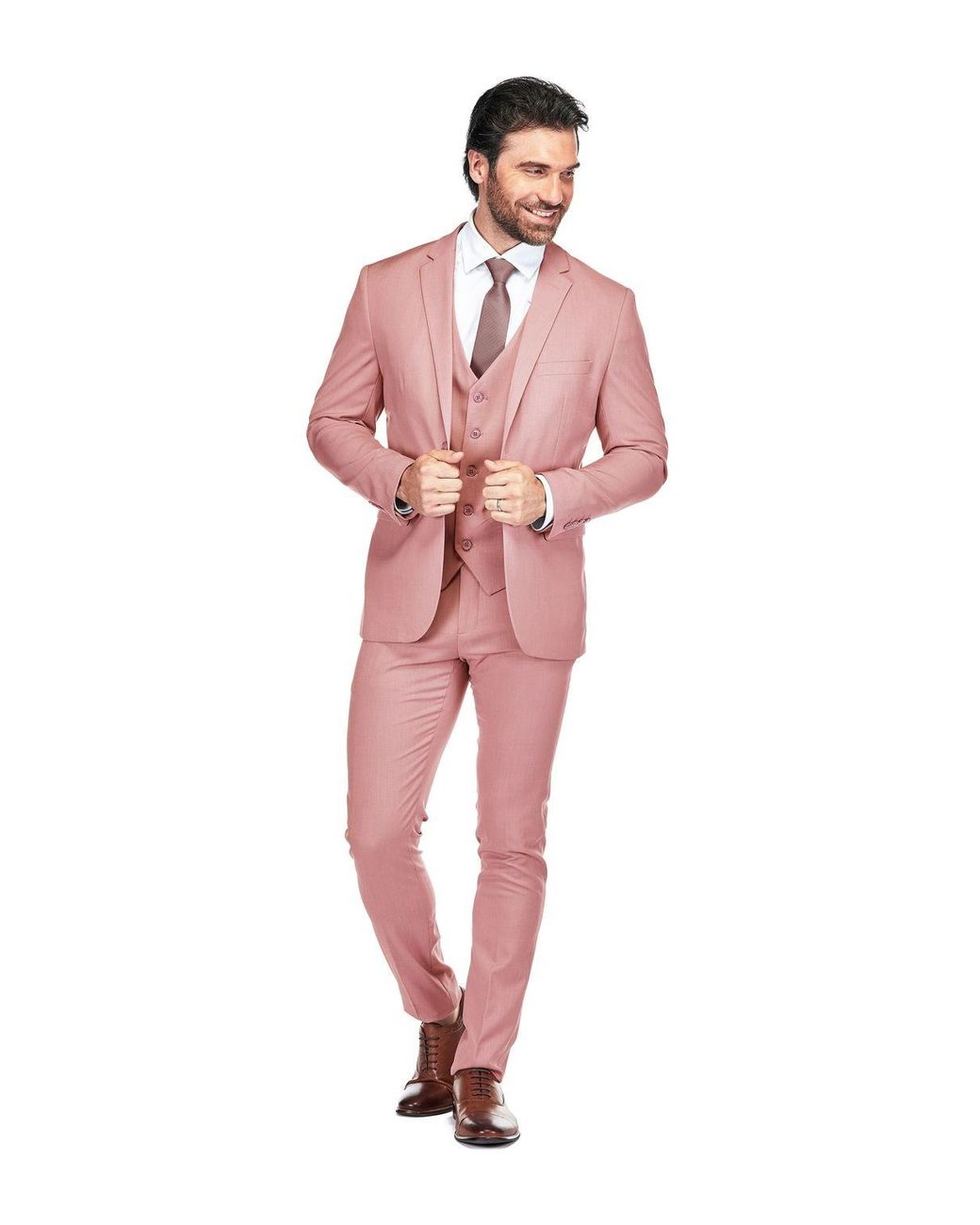 Gino Vitale Skinny Fit 3-piece Suit in Pink for Men | Lyst