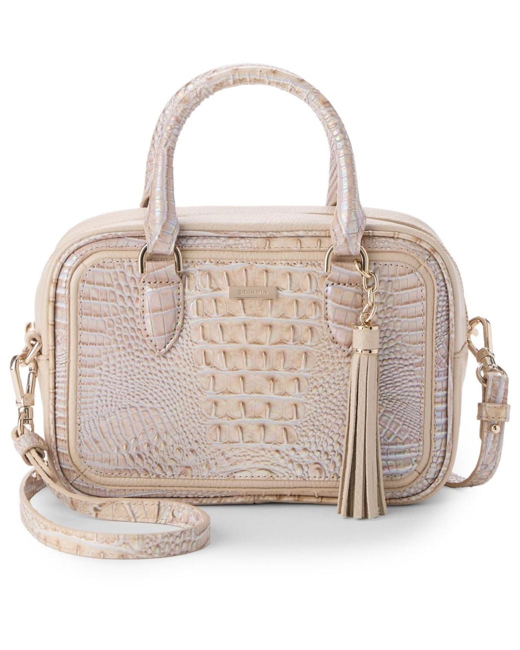 Brahmin Mara Admire Leather Satchel Bag in Pink | Lyst