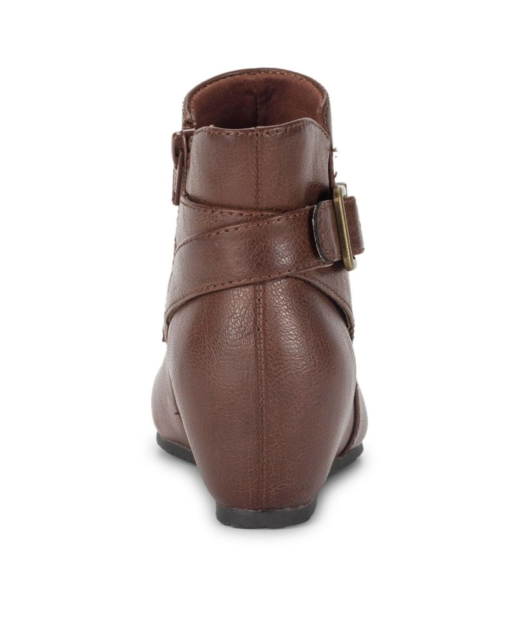 BareTraps Serena Zipper Wedge Booties in Brown | Lyst