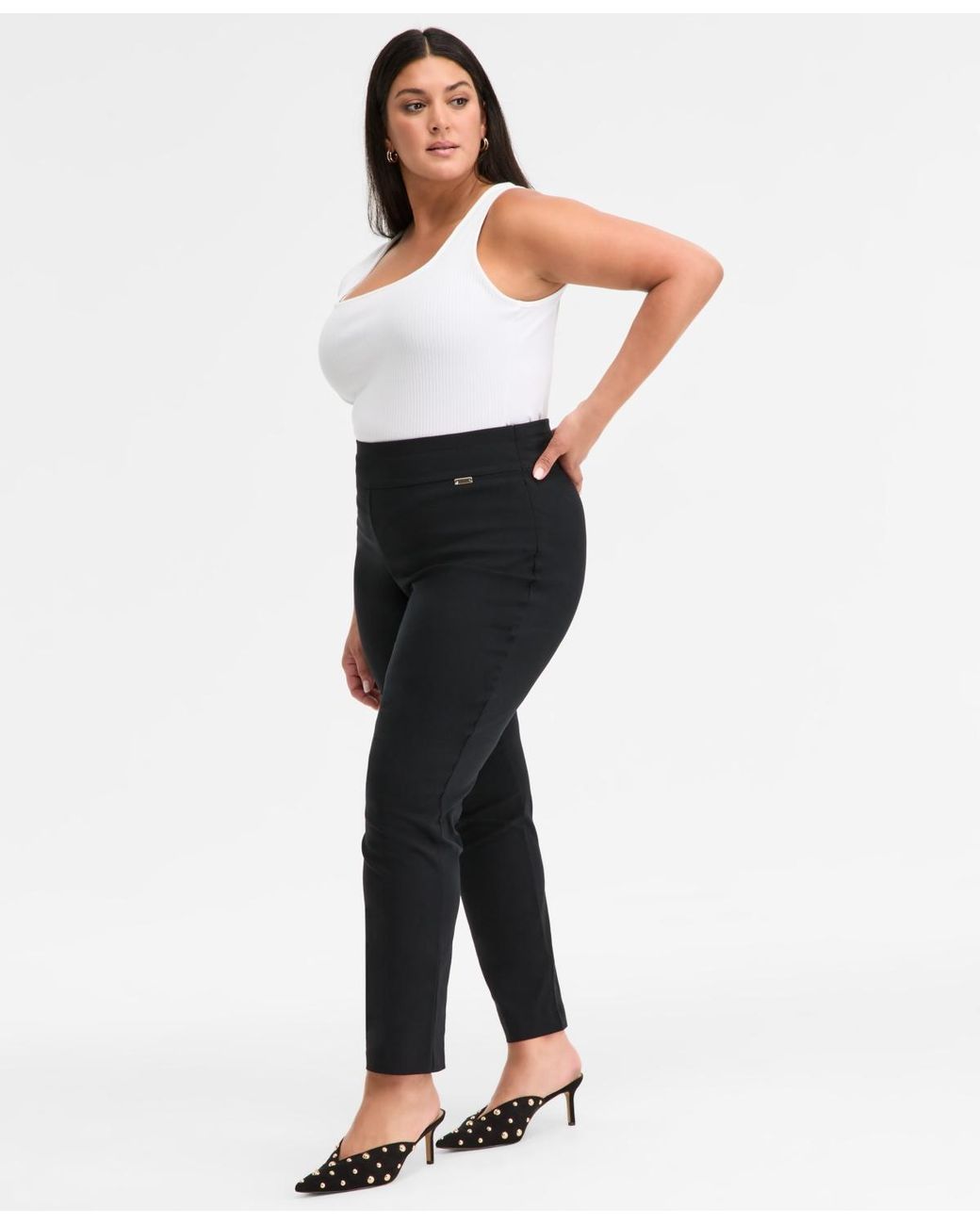 INC International Concepts Plus Size Bengaline Skinny Pants in Black | Lyst