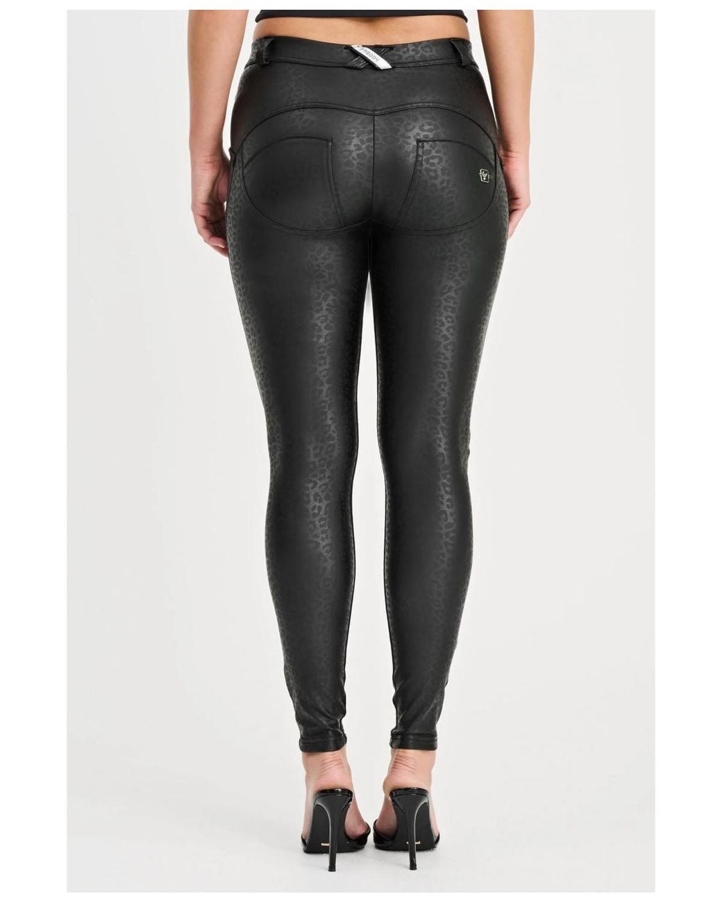 Freddy Panther Faux Leather Mid-rise Sculpting Pants in Black | Lyst