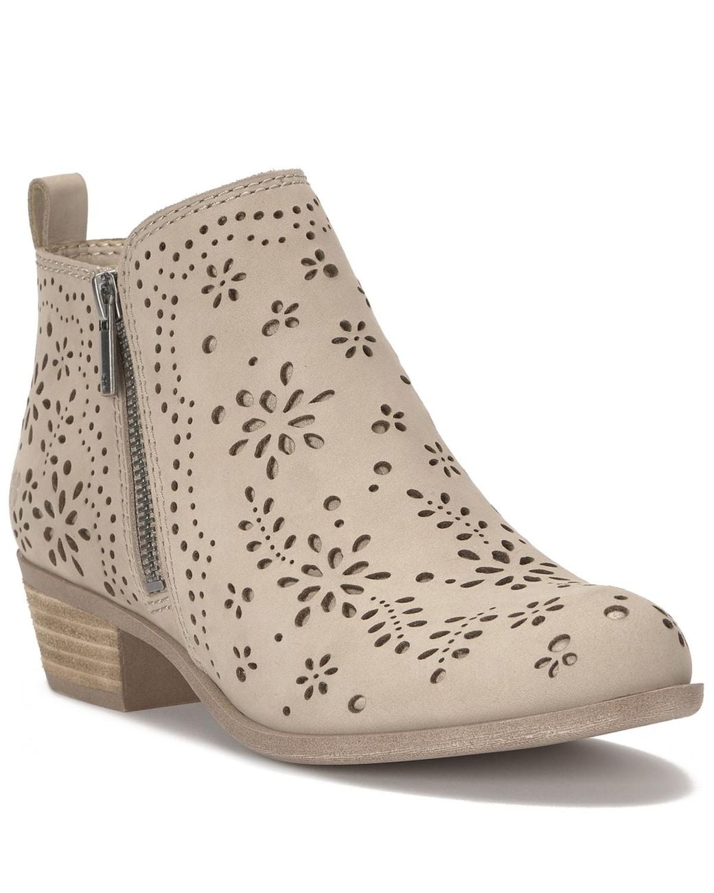 Lucky Brand Basel Perforated Ankle Booties in Natural | Lyst