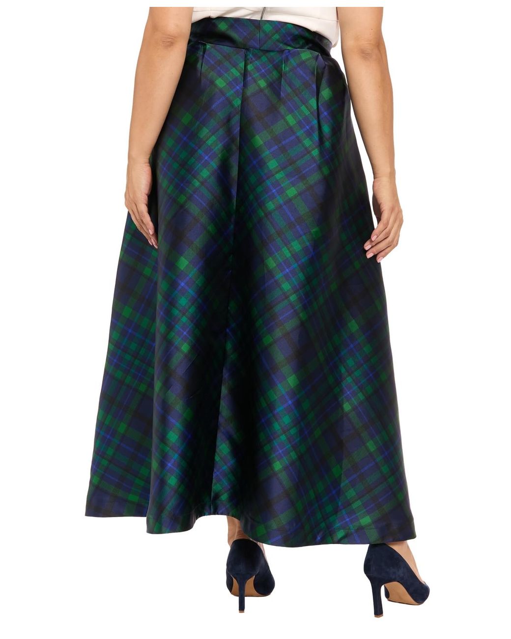 Muse Plus Size High-low Plaid Ball Gown Skirt in Blue | Lyst