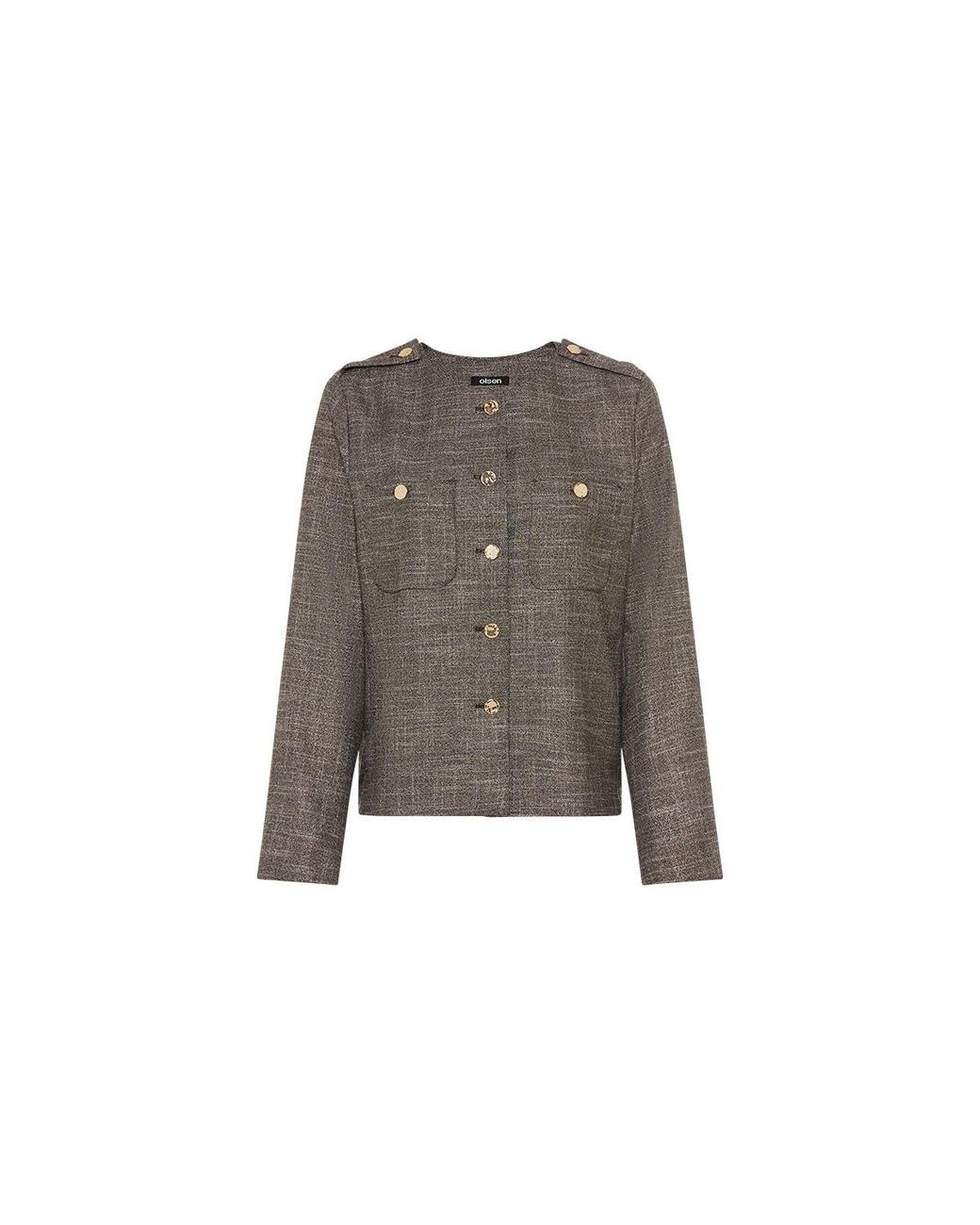 Olsen Collarless Sparkle Jacket in Gray | Lyst