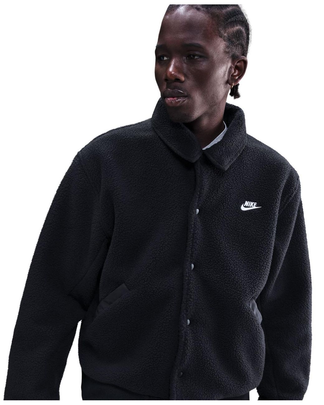 Nike Sportswear Club High-pile Coaches Jacket in Black for Men | Lyst