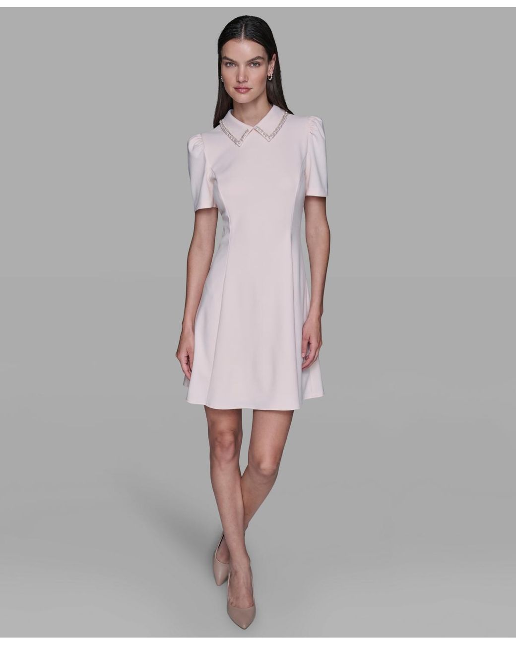 KARL LAGERFELD Embellished-collar Mini Dress | Lyst