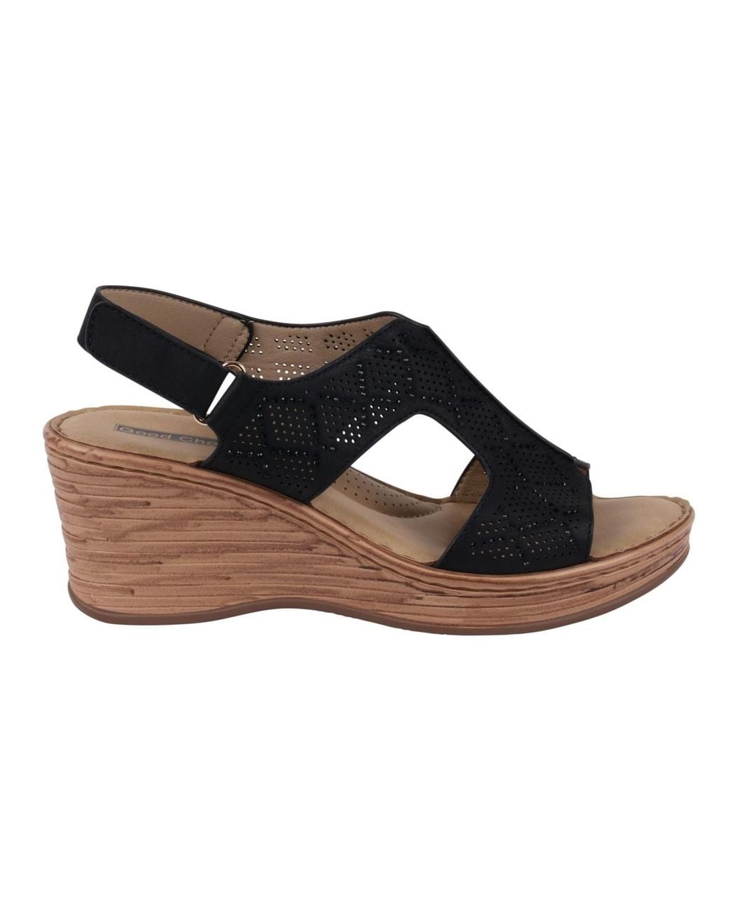 Gc Shoes Amara Embellished Slingback Wedge Sandals in Black | Lyst