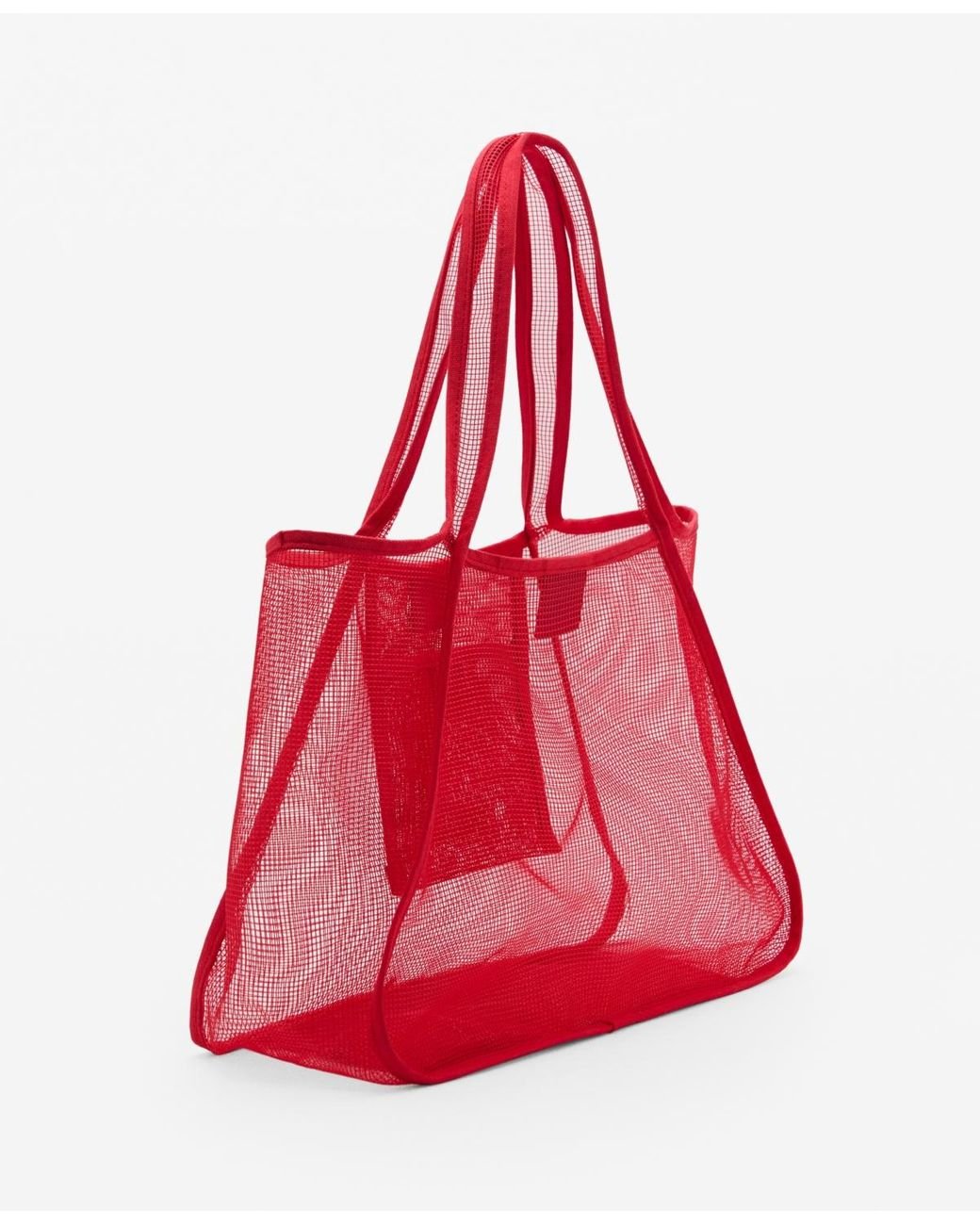 Mango Mesh Shopper Bag in Red | Lyst