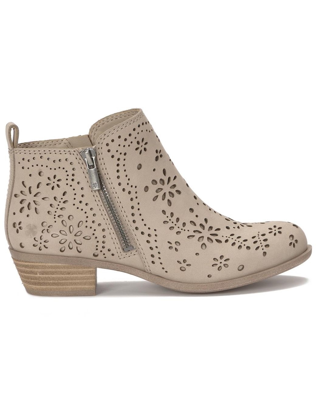 Lucky Brand Basel Perforated Ankle Booties in Natural | Lyst