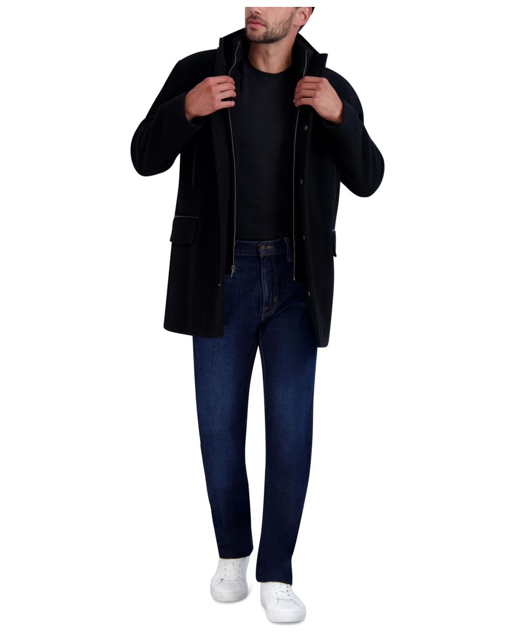 Cole Haan Heavy Plush Car Coat in Blue for Men | Lyst
