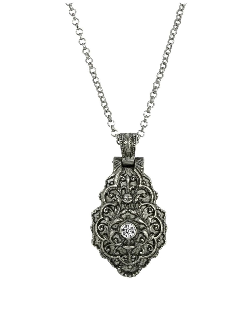 Symbols of Faith Pewter Crystal Blue Enamel Virgin Mary Locket Pendant ...
