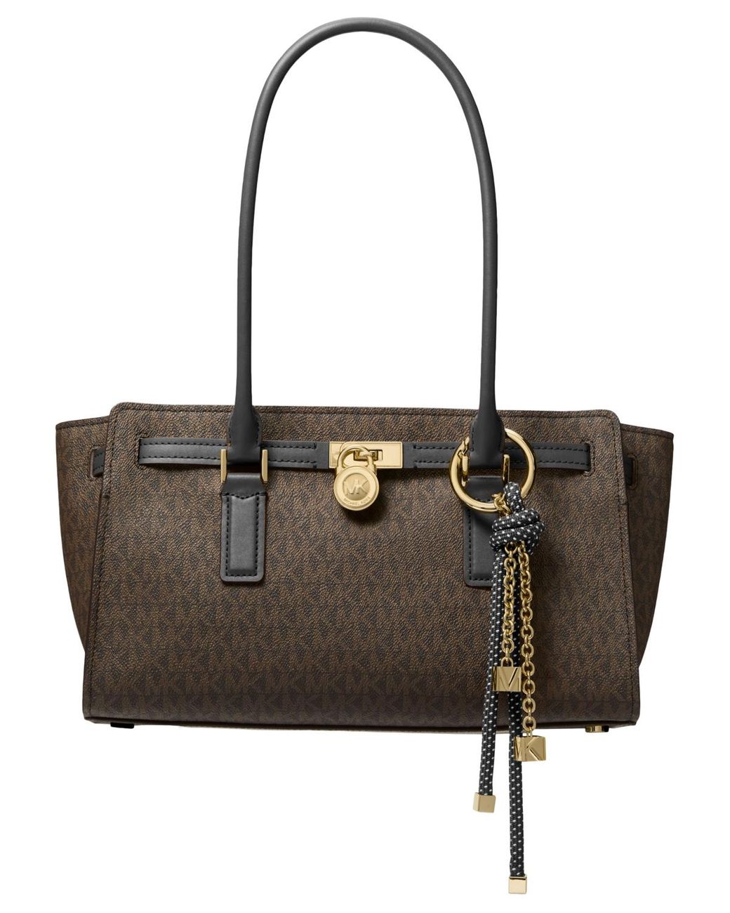 Michael Kors Hamilton Moderne Small Signature Logo Satchel Bag in Black ...